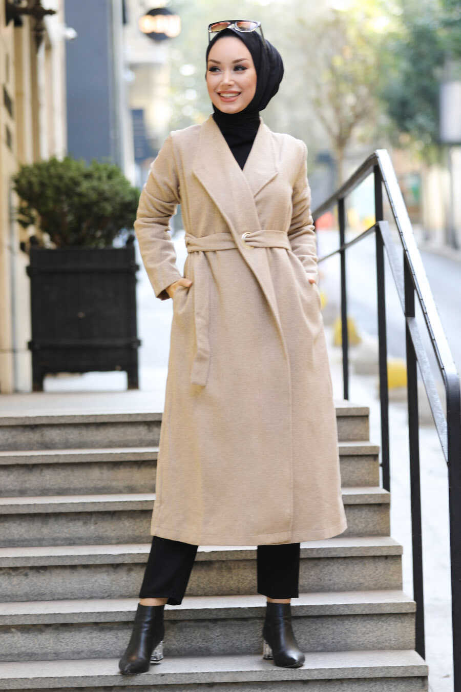 Beige Hijab Coat 5569BEJ - Neva-style.com