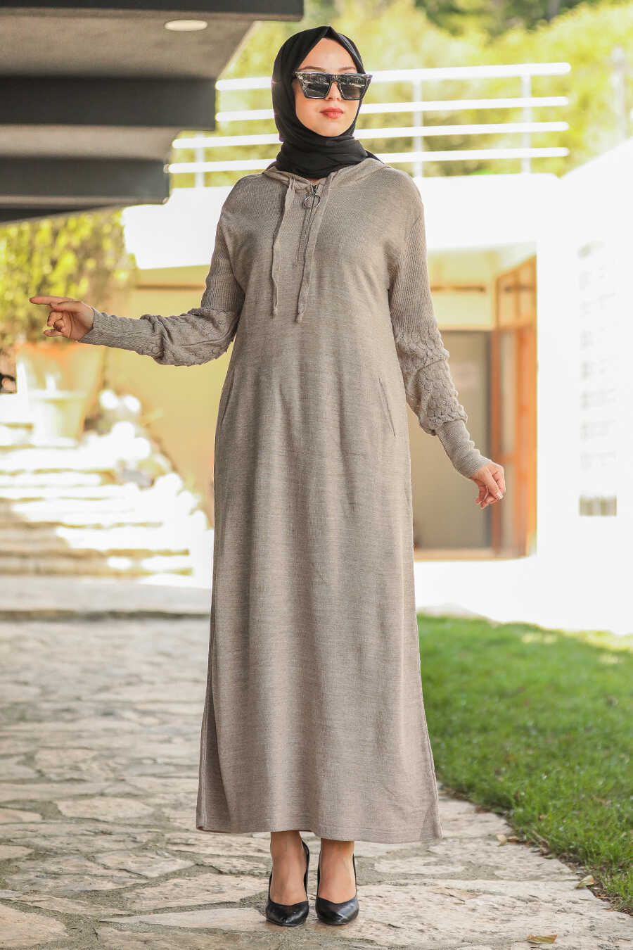 Beige Hijab Dress 2343BEJ - Neva-style.com