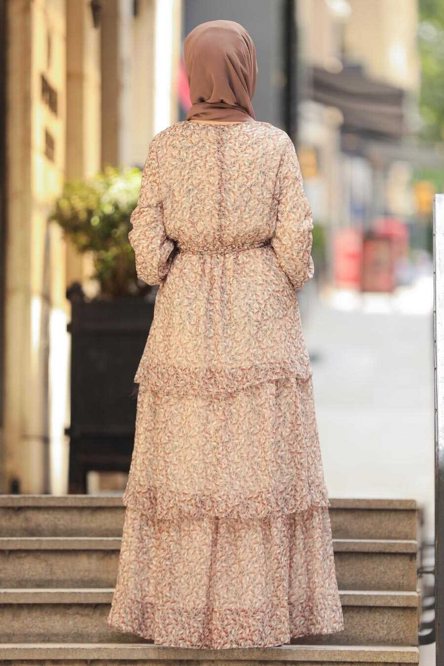Beige Hijab Dress 53470BEJ - Neva-style.com