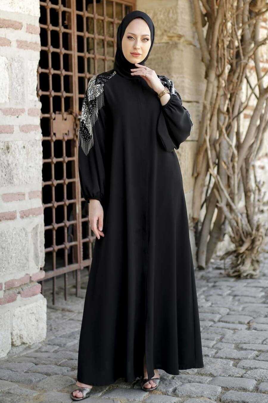 Black Hijab Turkish Abaya 3169S - Neva-style.com